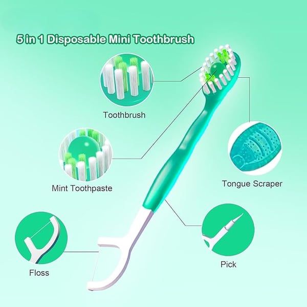 🎁5 in 1 Mini Toothbrush & Floss & Tongue Scraper & Toothpick Set – Housgift