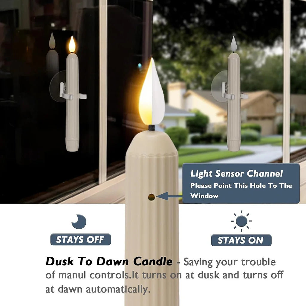 🔥Window Flameless Led Taper Candles with Sensor Dusk to Dawn – Housgift